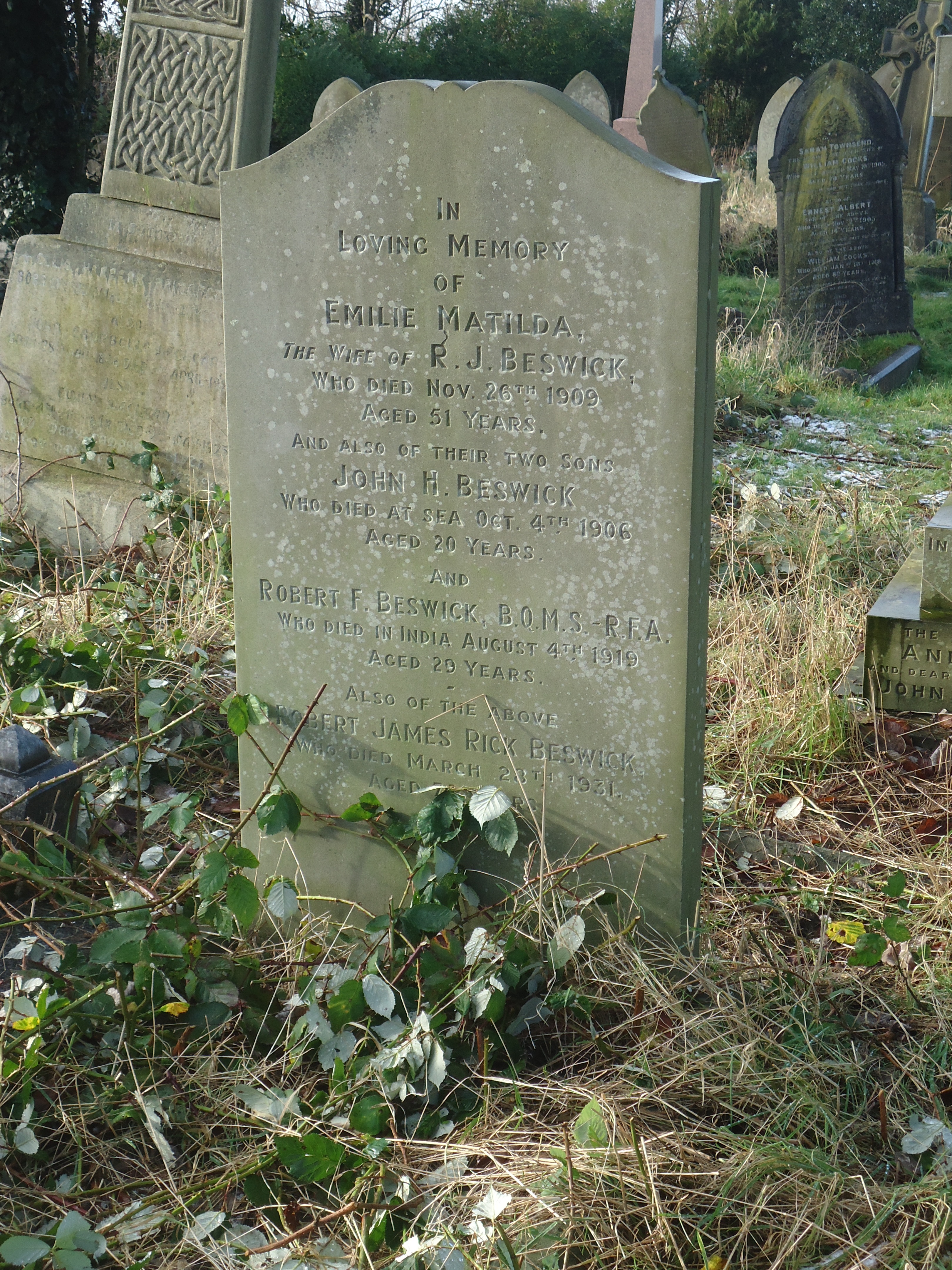 Robert James Rick Beswick – architect and surveyor – Radnor Street Cemetery