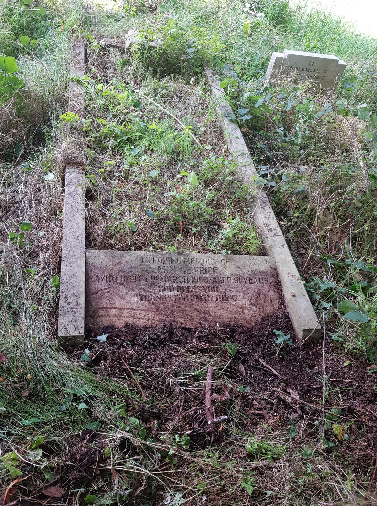 Minnie Price – Thanks for everything – Radnor Street Cemetery